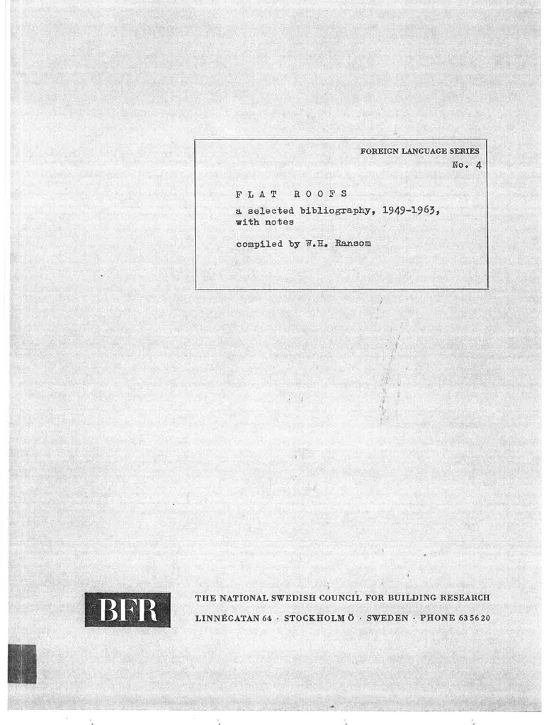 Flat roofs _ a selected bibliography, 1949-1963, with notes | PDF ...