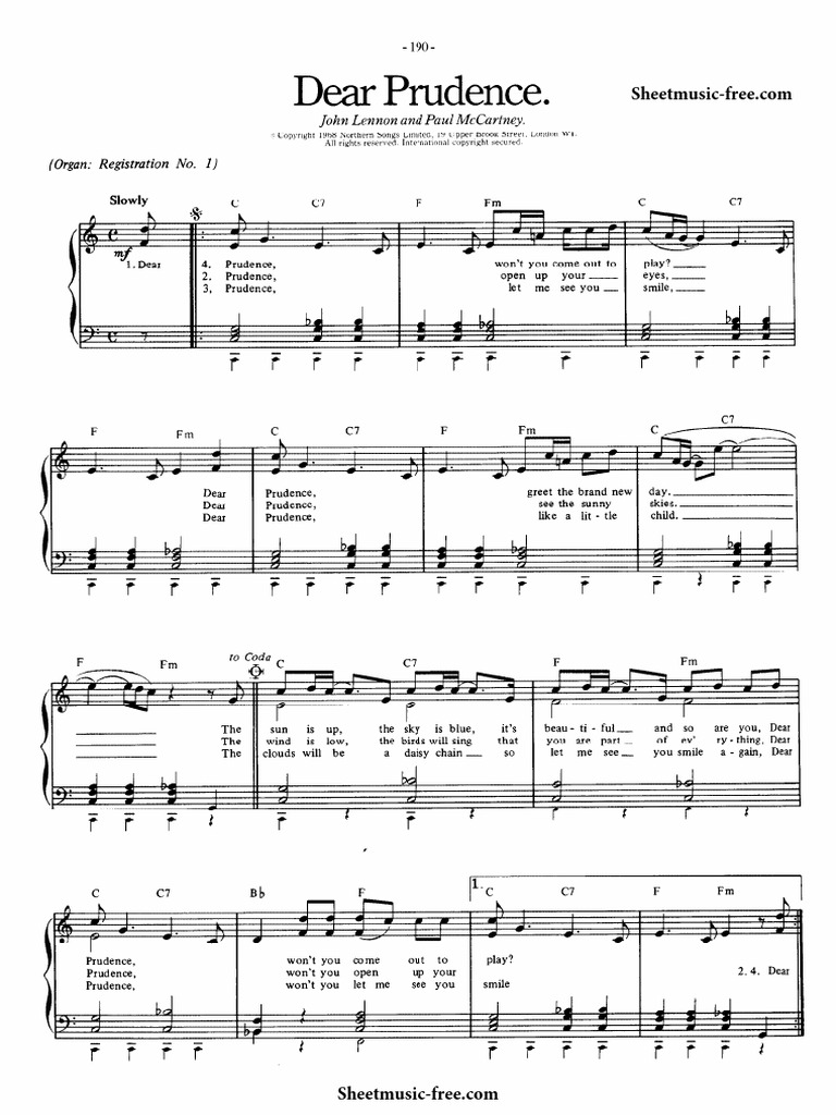 Dear Prudence Sheet Music Beatles | PDF