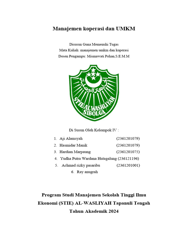 Manajemen Koperasi Dan UMKM | PDF