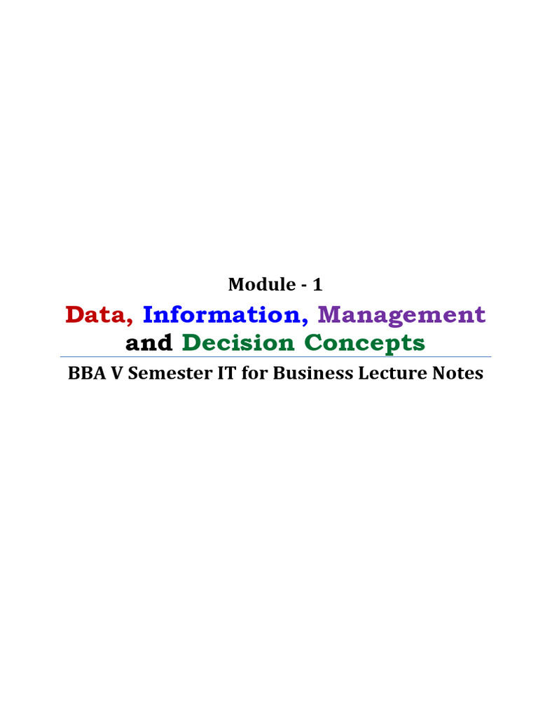 Module 1 - Data, Information and Management | PDF | Information | Decision Making