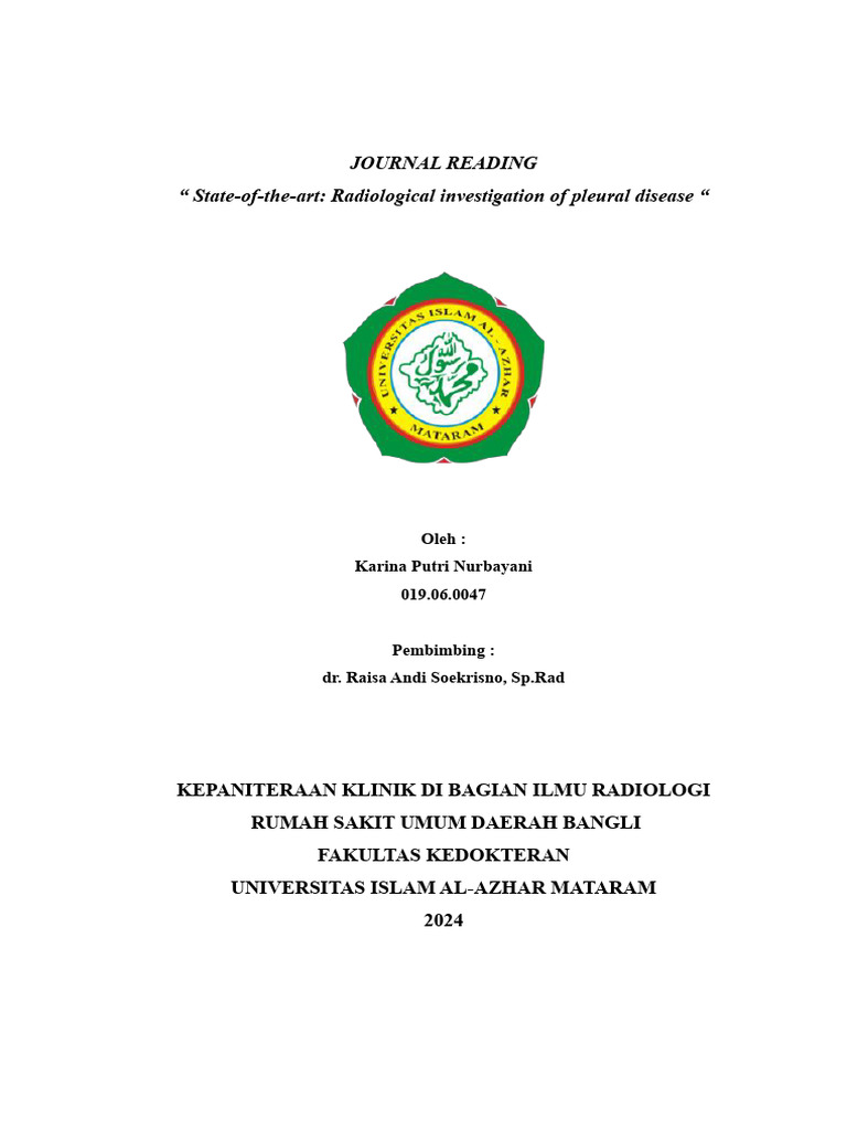 Investigasi Radiologi Penyakit Pleura | PDF