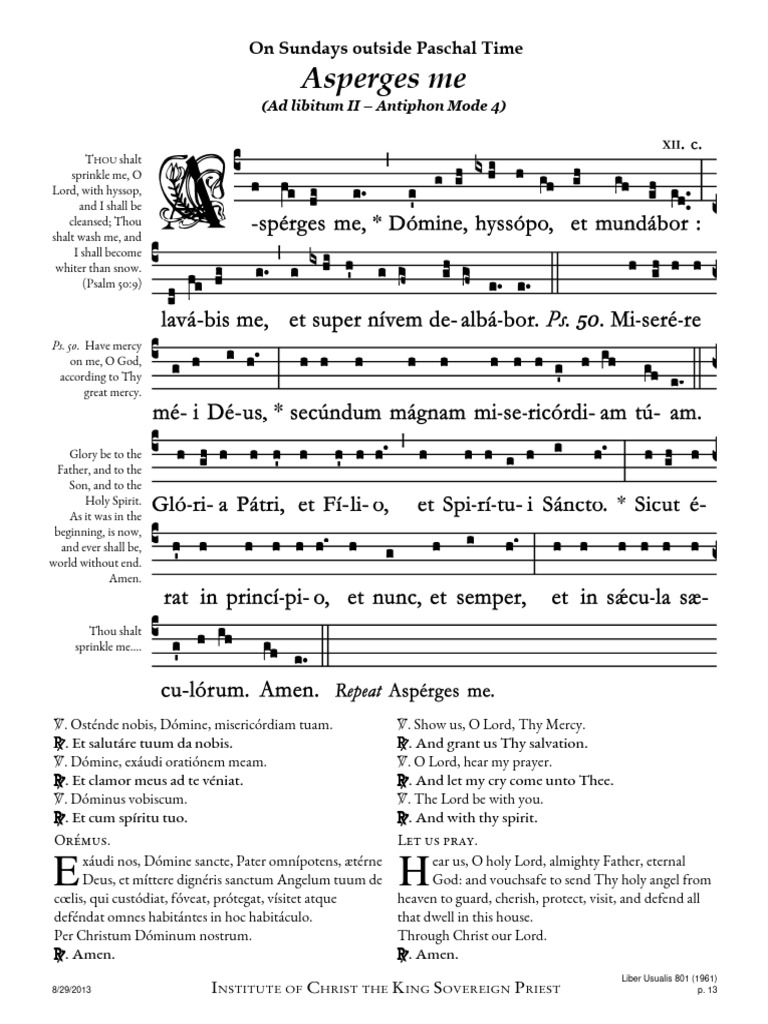 Asperges Me: Latin Mass Text Guide | PDF