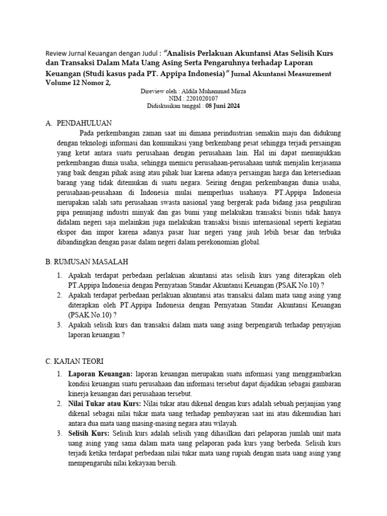 AKM 2 Review Jurnal Aldila Muhammad Mirza | PDF