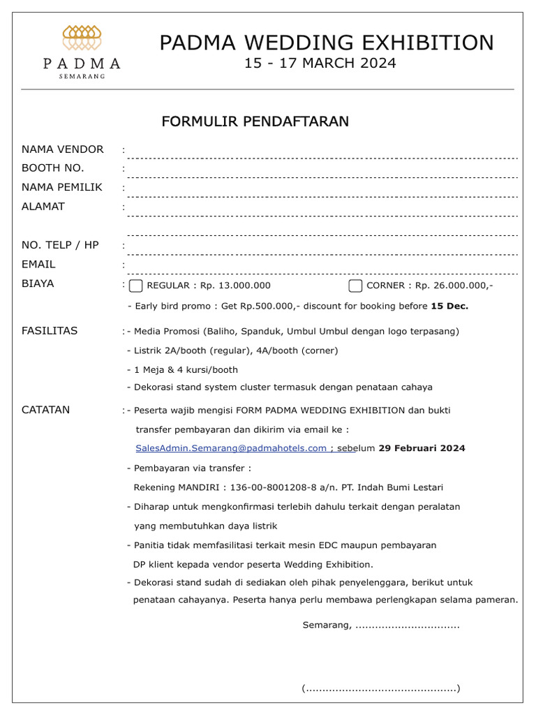 Form Registration Padma Expo 2024 Pdf