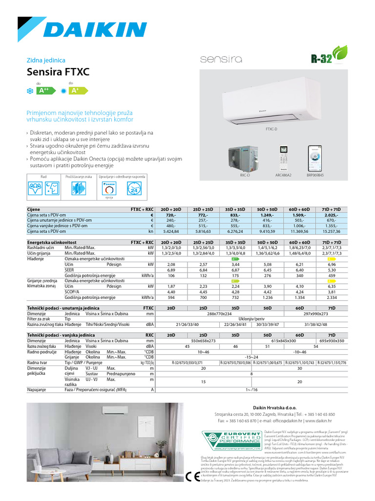 Daikin_Sensira_FTXC_Cjenik_HR_2023 | PDF