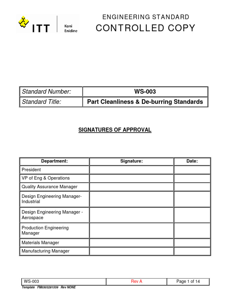 Controlled Copy: Standard Number: Standard Title | PDF | Specification (Technical Standard ...