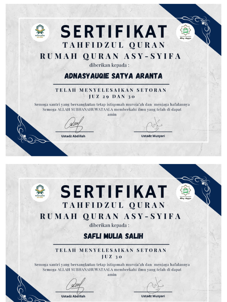 Sertifikat Santri | PDF