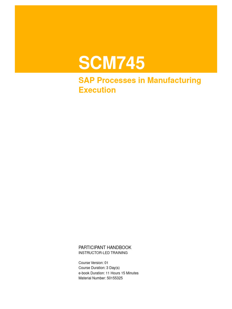 SCM745 - EN - Col01 SAP Processes in Manufacturing Execution | PDF ...
