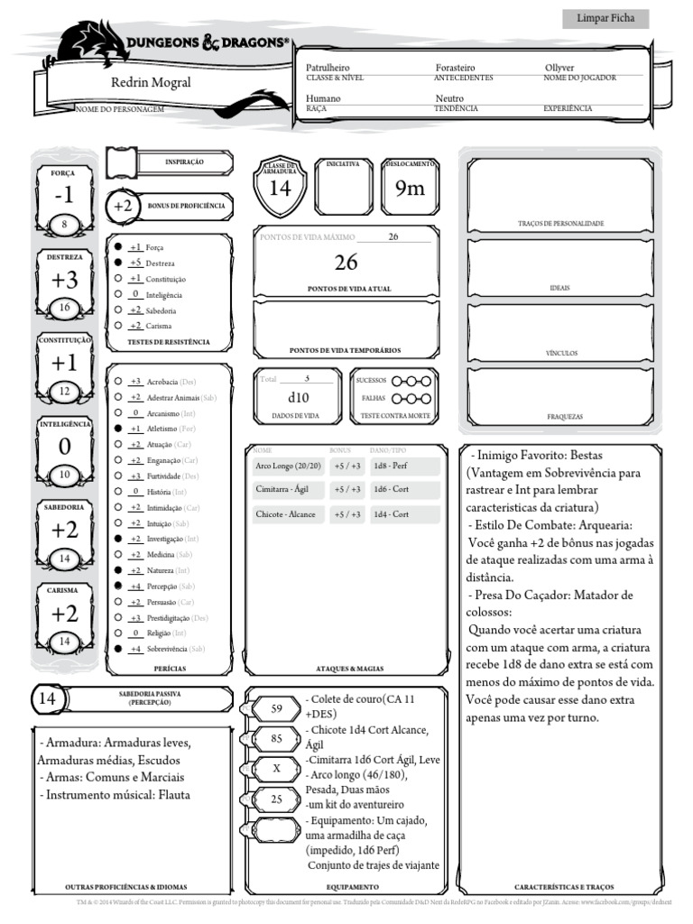 Redrin Mogral Ficha Ollyver | PDF