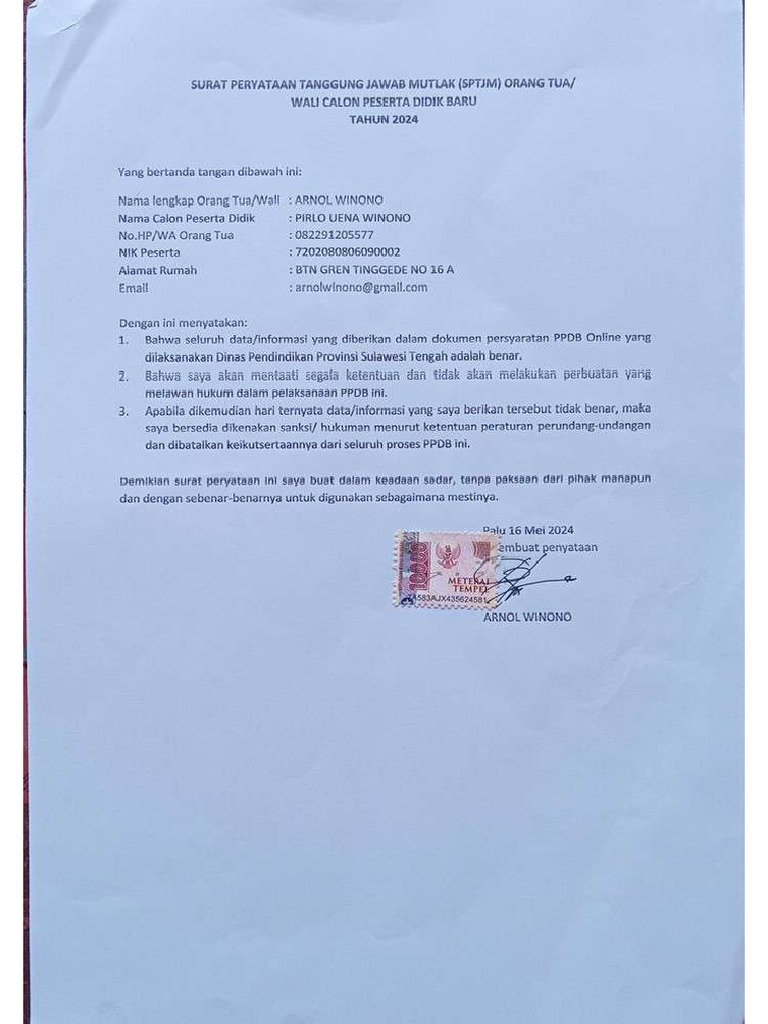 SPTJM Orang Tua | PDF