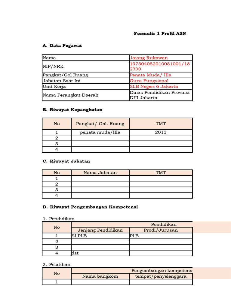 Kembangan - SLBN 6 Jakarta - Form 4 AKPK 2023 | PDF