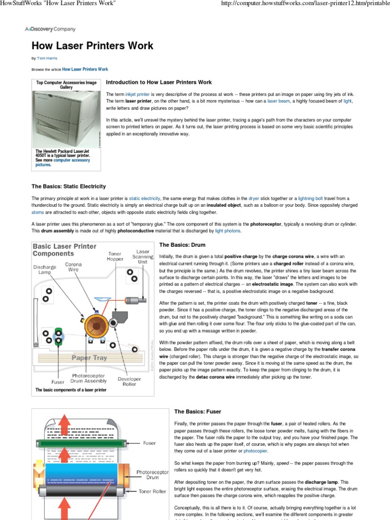How Stuff Works - How Laser Printers Work | PDF | Printer (Computing) | Photocopier