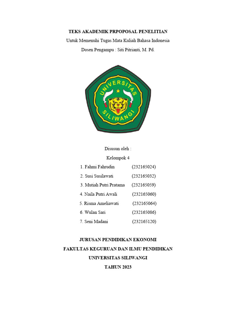 Teks Akademik Proposal Penelitian 2023 | PDF