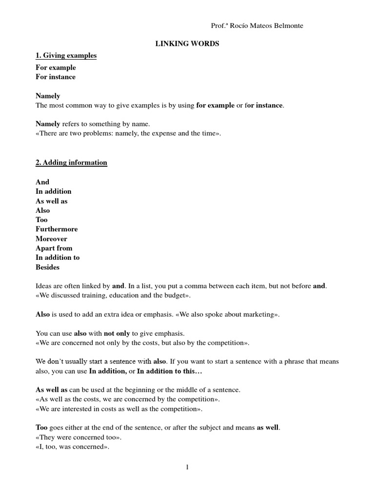 Linking Words | PDF | Economies
