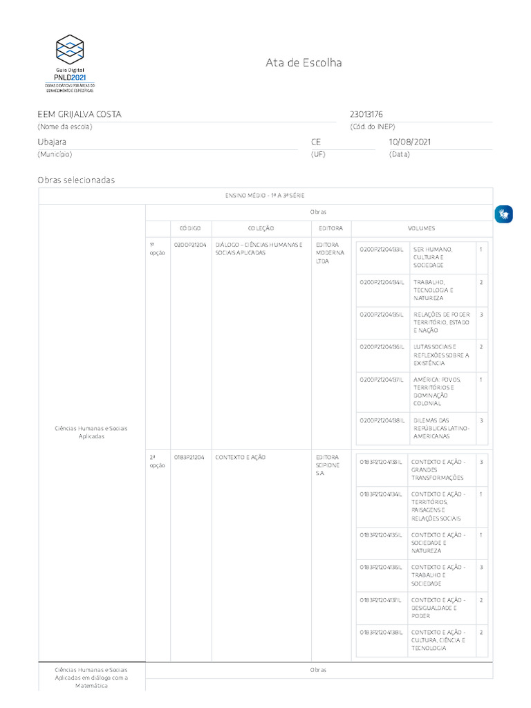 Ata de Escolha Do Livro Didático PNLD 2021, Objeto 2 | Download grátis ...