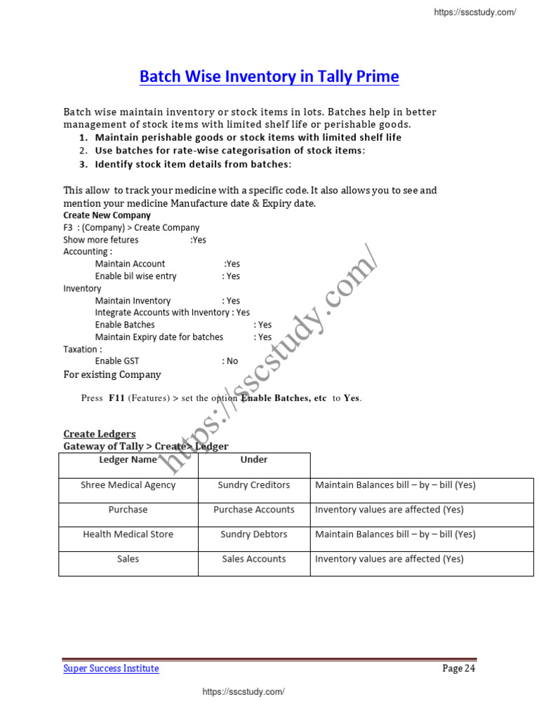 Course Batch Wise Entry in Tally Prime | PDF | Inventory | Shelf Life