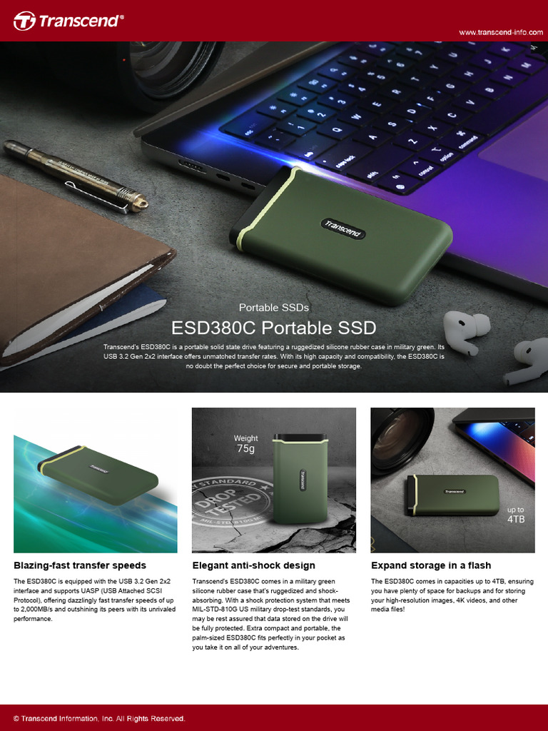 Transcend-ESD380C (TS2TESD380C) Portable SSD Datasheet | PDF | Solid ...
