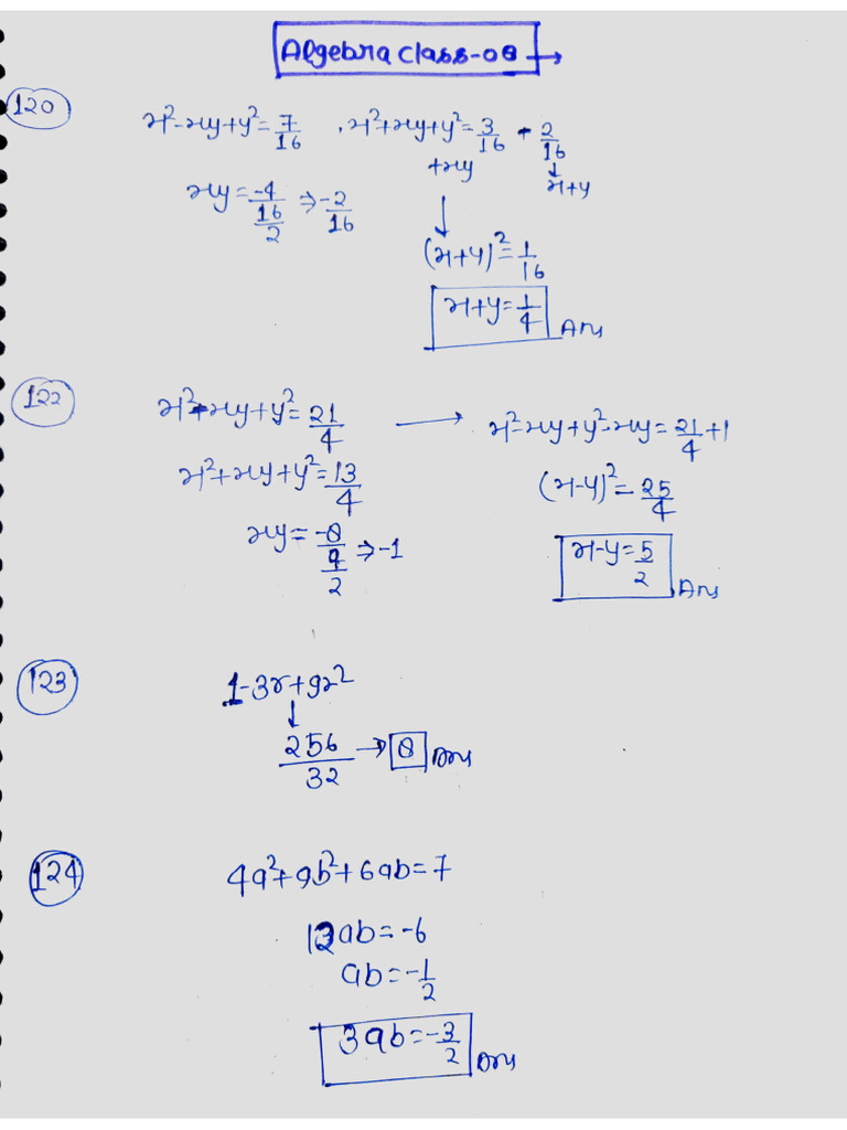 Algebra Class Notes-8 | PDF