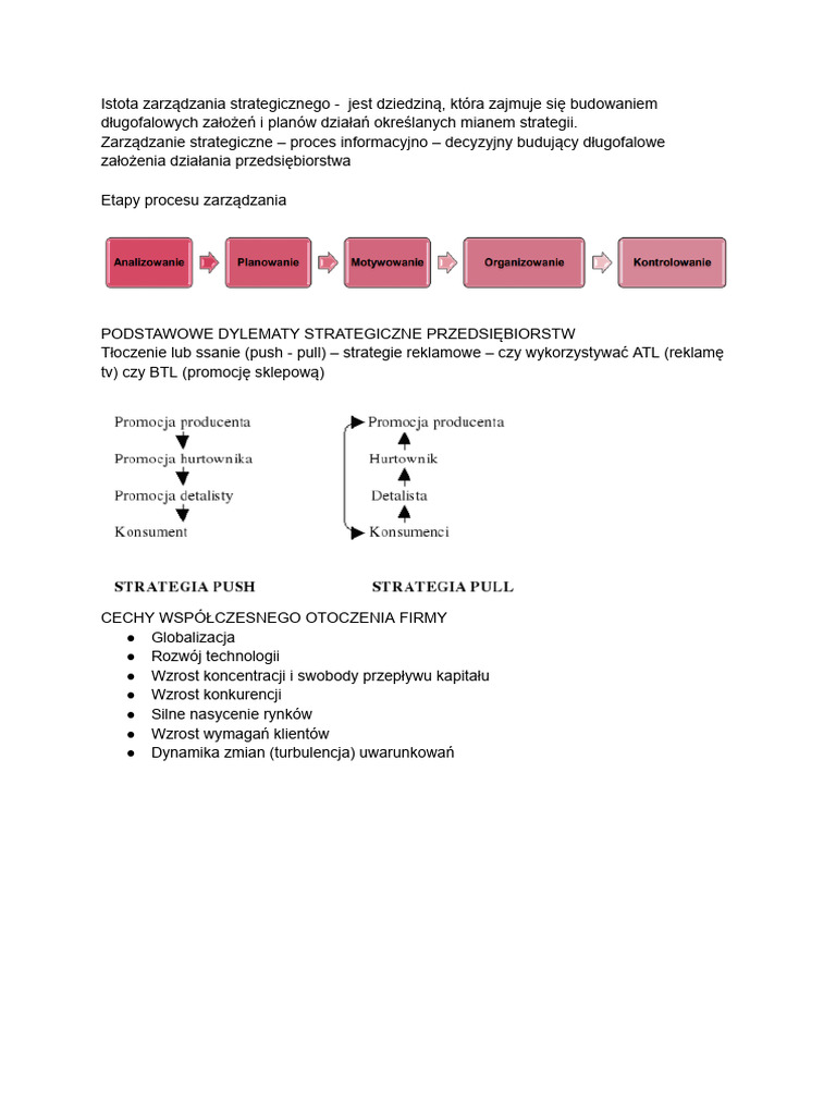 Zarządzanie Strategiczne Wyk | PDF