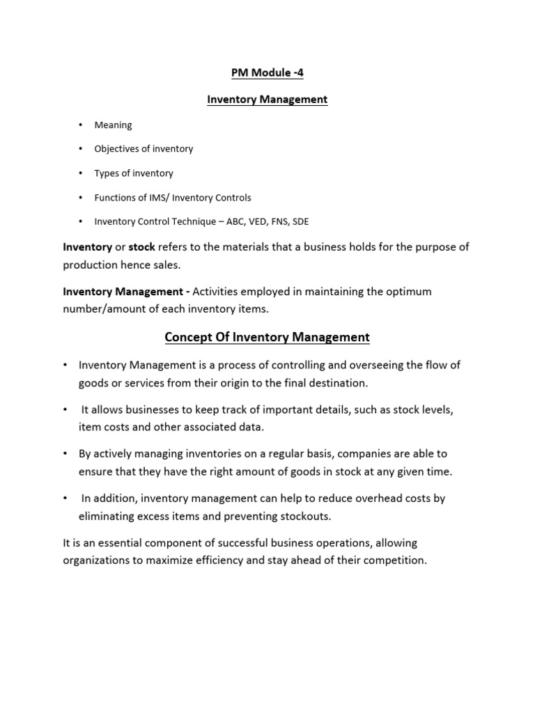 PM Module 4 | PDF | Inventory | Economies