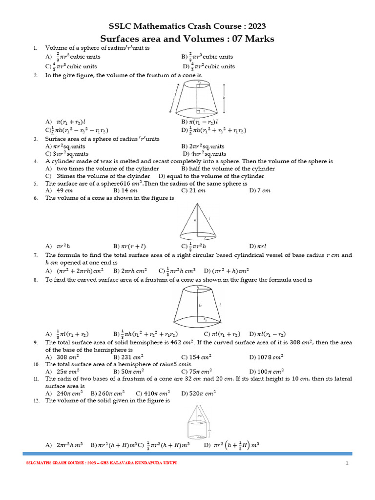 10-Maths-Chapter 15 | PDF | Sphere | Area