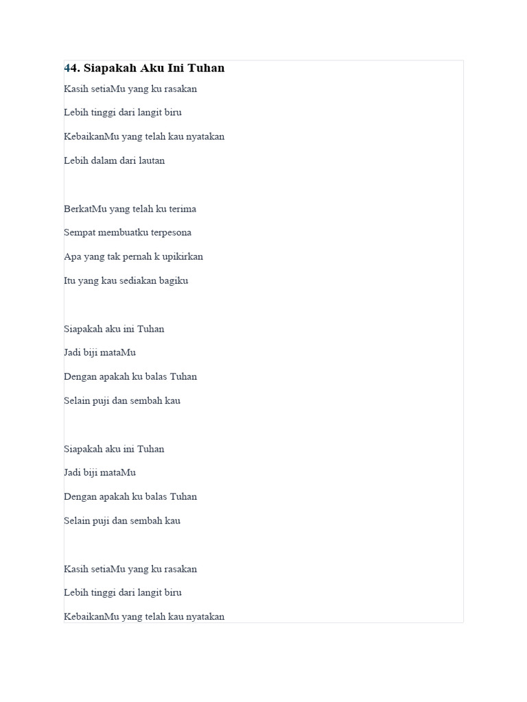 Lirik Lagu Siapakah Aku Ini Tuhan | PDF