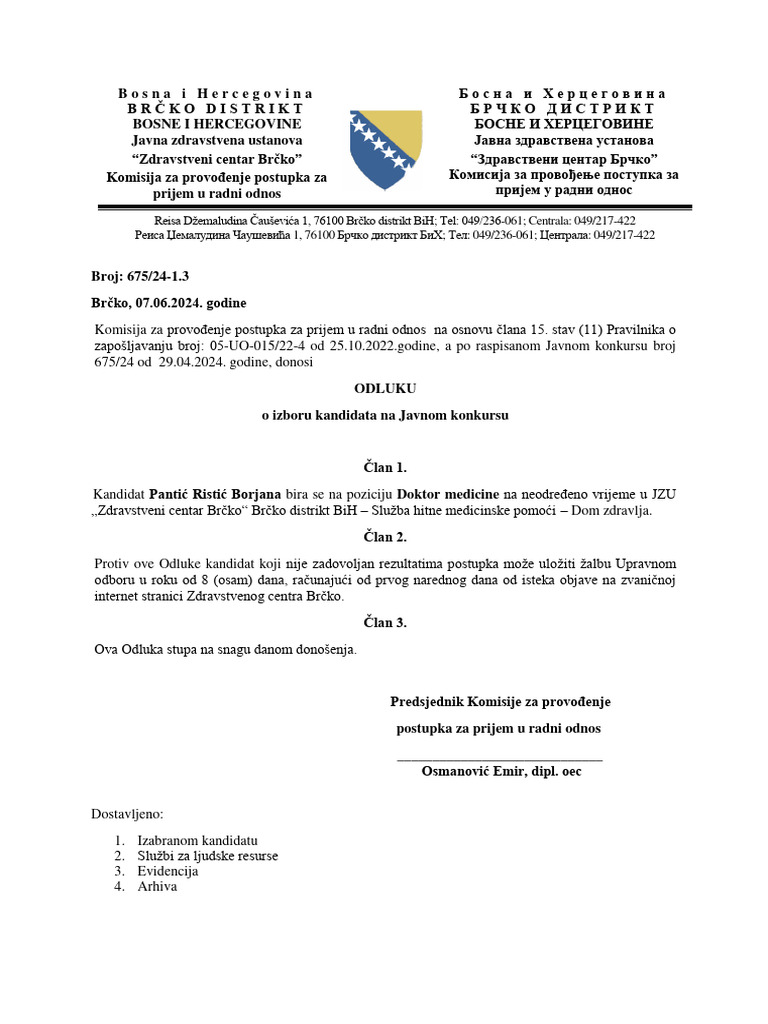 Rezultati Intervjua Doktor Medicine Hitna DZ 1 | PDF