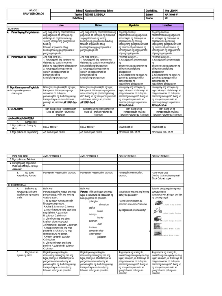 Q4 DLL Ap1 Week-4 | PDF