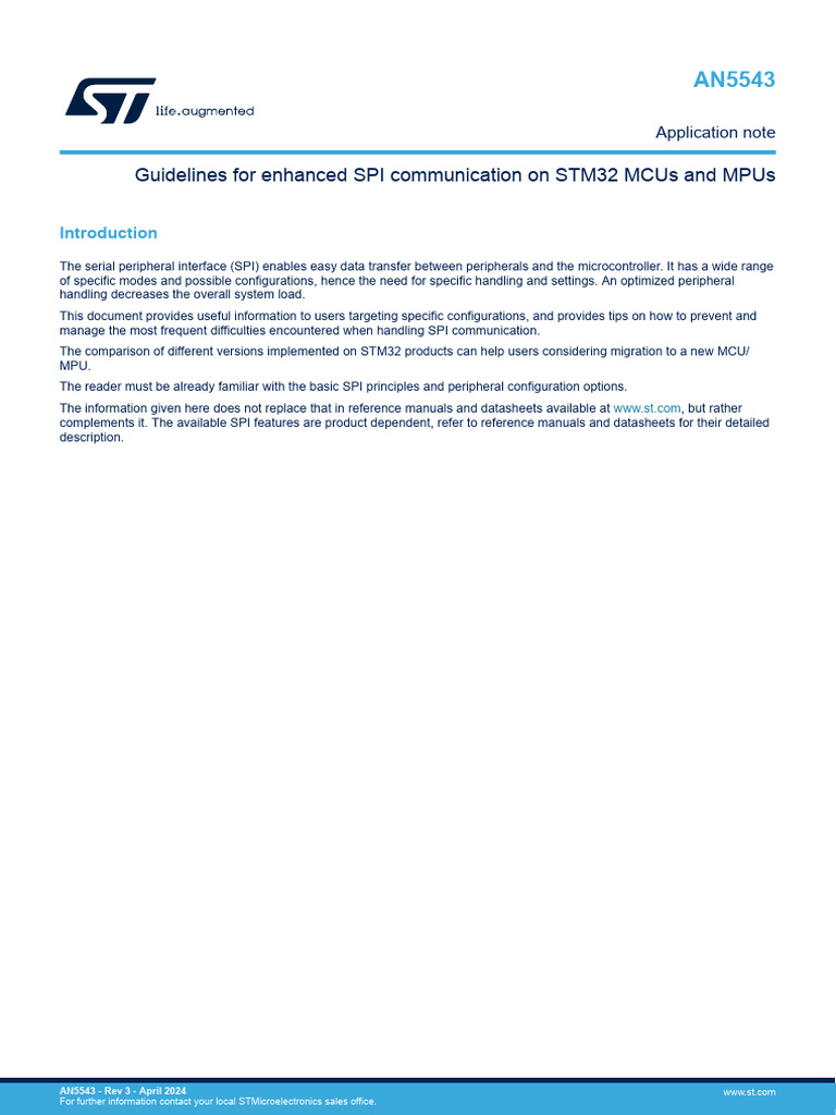 An5543 Guidelines For Enhanced Spi Communication On stm32 Mcus and Mpus Stmicroelectronics en ...