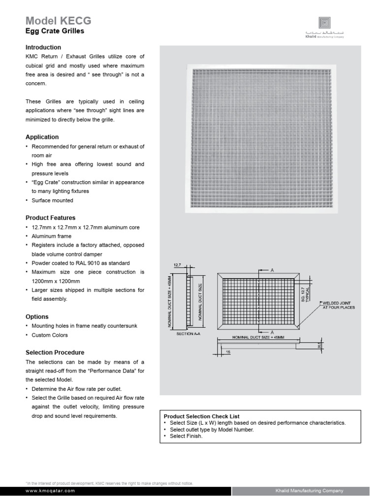 Egg Crate Grilles | PDF | Flow Measurement | Duct (Flow)