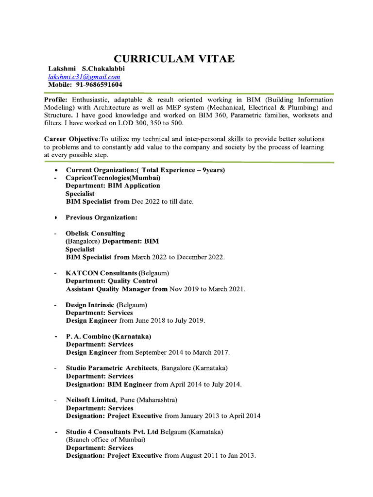 LAKSHMI's Resume 3 | PDF