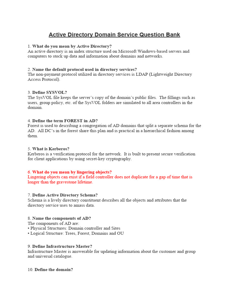 Active Directory Domain Service Question Bank | PDF | Active Directory | Computer Network