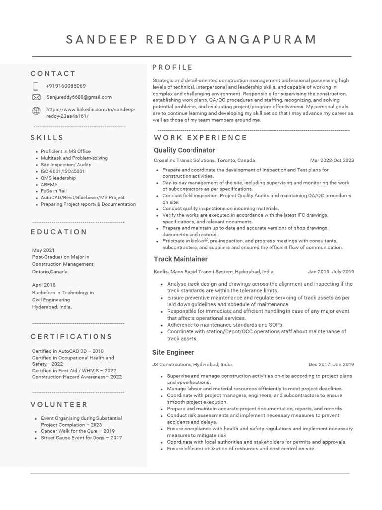 Sandeep Resume Download Free Pdf Occupational Safety And Health