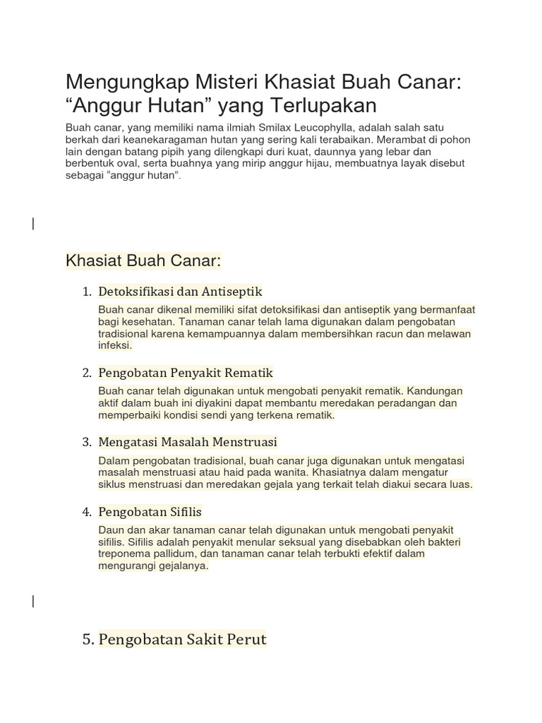 Mengungkap Misteri Khasiat Buah Canar | PDF Mengungkap Misteri Khasiat Buah Canar | PDF