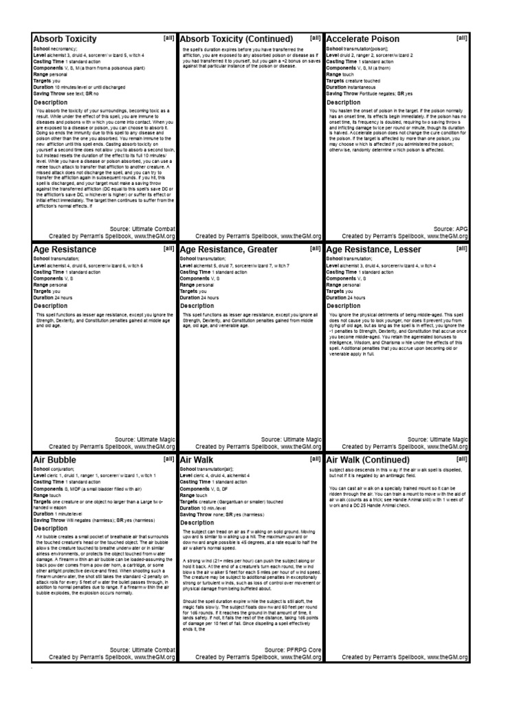 Pathfinder Druid Spell Cards | PDF | Poison | Magician (Fantasy)