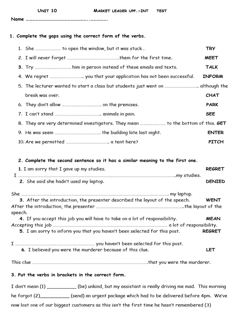 Unit 10 Market leader upp test | PDF