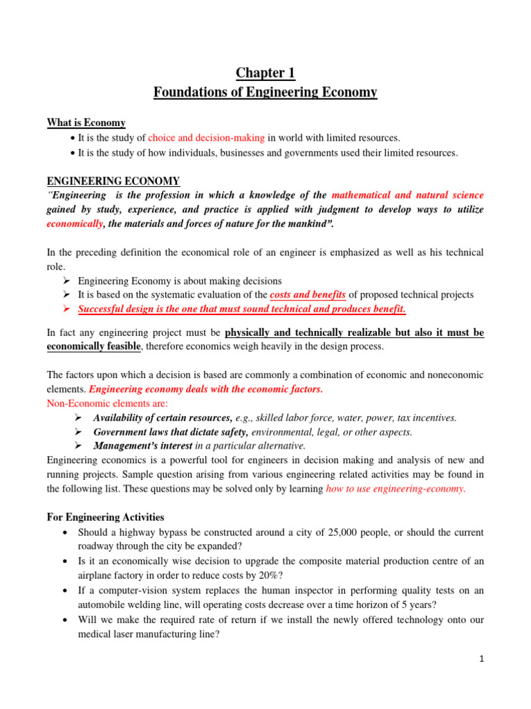 Chapter 1 Foundations of Engineering Economy | PDF | Interest | Cost Of ...