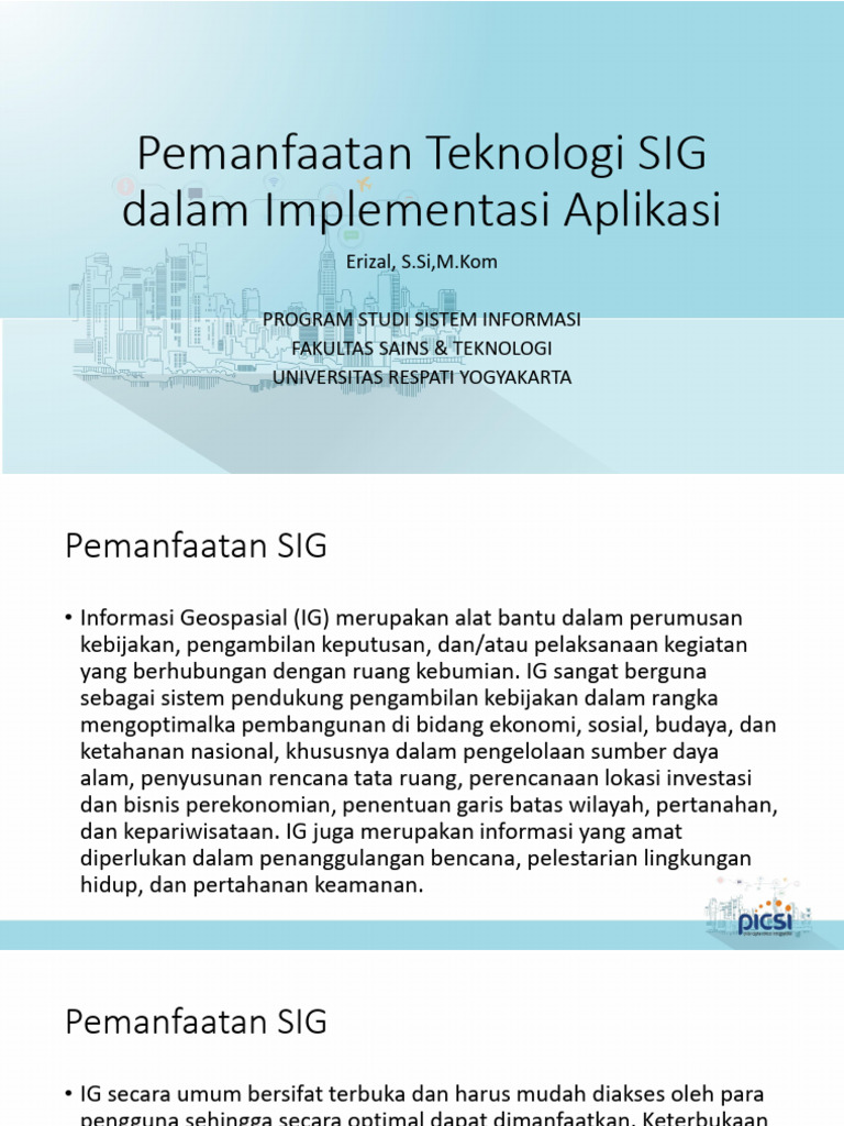 Pemanfaatan Teknologi SIG Dalam Implementasi Aplikasi | PDF