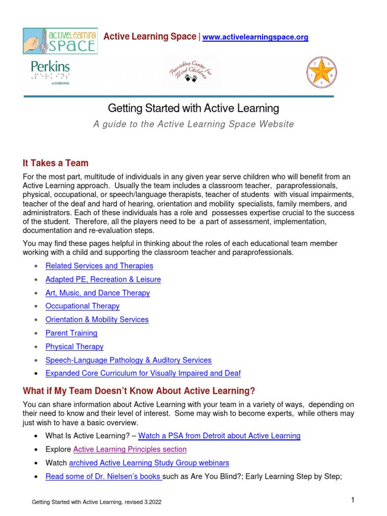 GettingStartedWithActiveLearning Rev3.22 | PDF | Learning | Curriculum