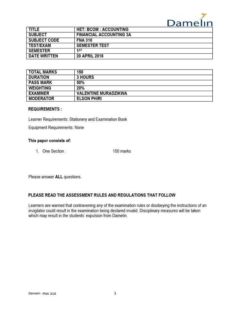 Financial Accounting 3A Test | PDF | Deferred Tax | Preferred Stock