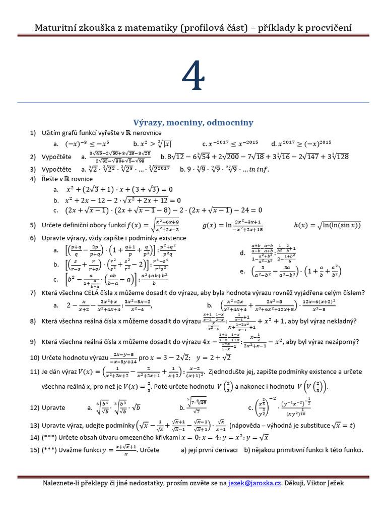 04 Vyrazy Mocniny Odmocniny | PDF