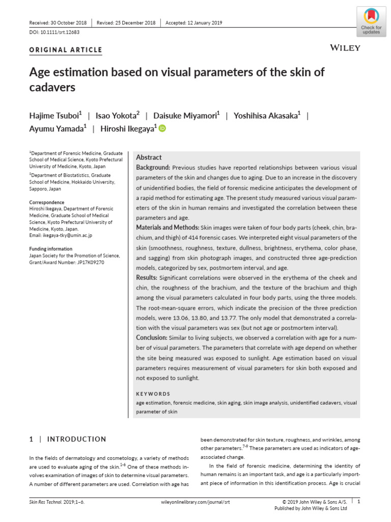 Age Estimation Based on Visual Parameters of the Skin Of | PDF