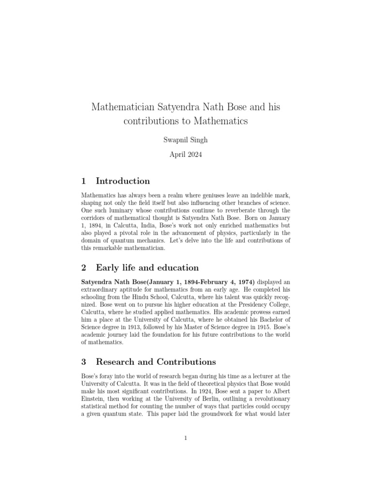 Article (Swapnil Singh) | PDF | Boson | Physics