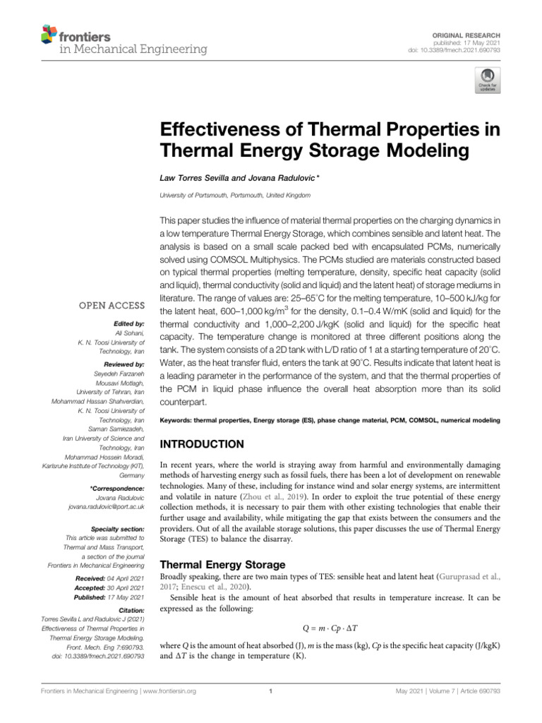 Thermal Properties in Energy Storage | PDF | Heat | Heat Transfer