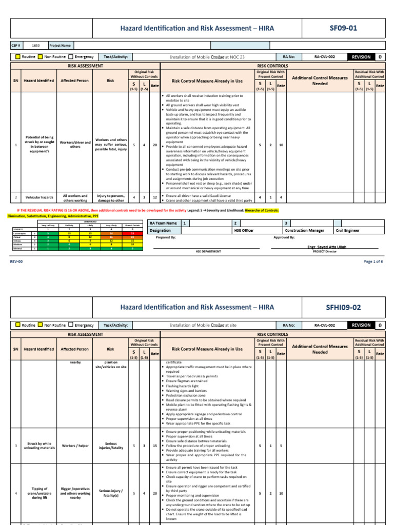 Mobile Crusher Installation Risk Assessment | PDF | Occupational Safety ...