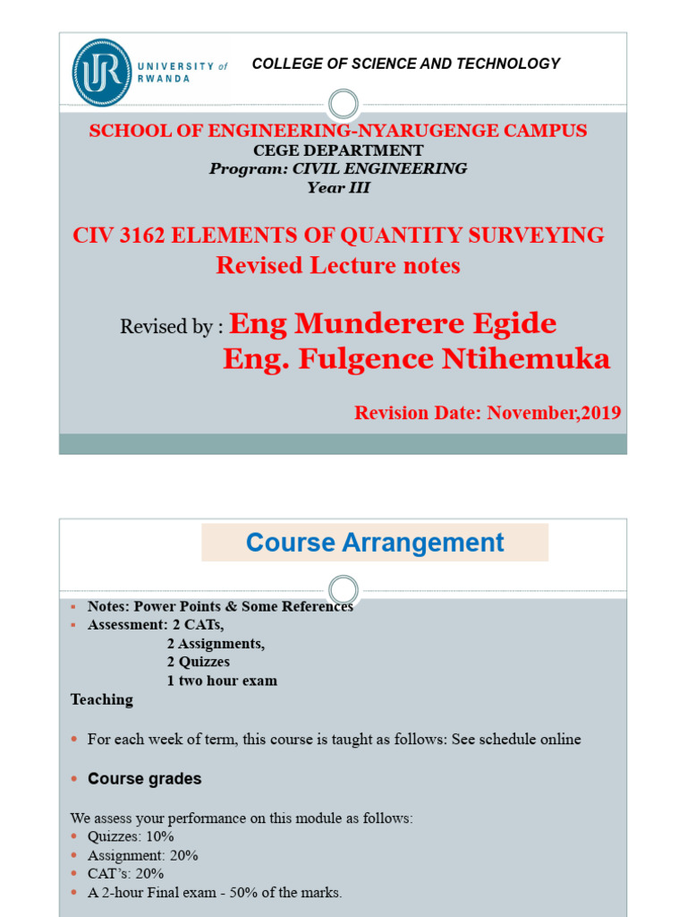 Elements of Quantity Surveying Updated | PDF | Length | Concrete