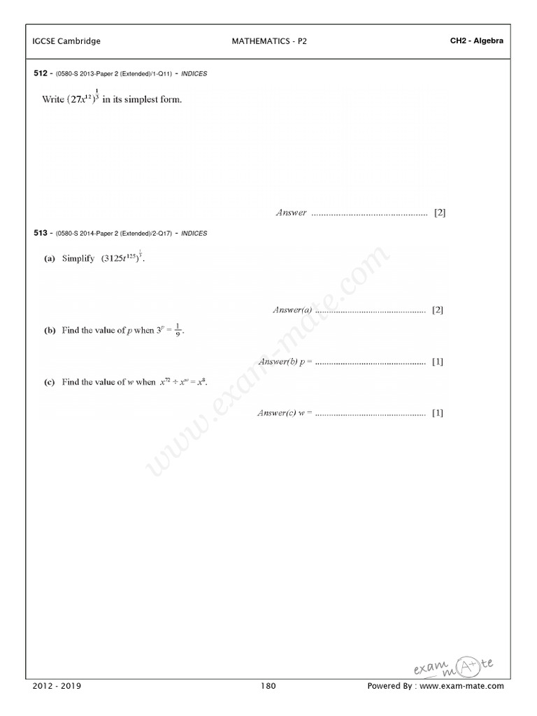 Classified Paper 2 Questions Extract (181-183) | PDF | Mathematics ...