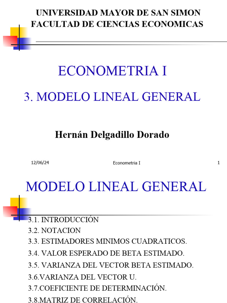 5_Modelo Lineal General (1) | PDF | Coeficiente de determinación | Econometría