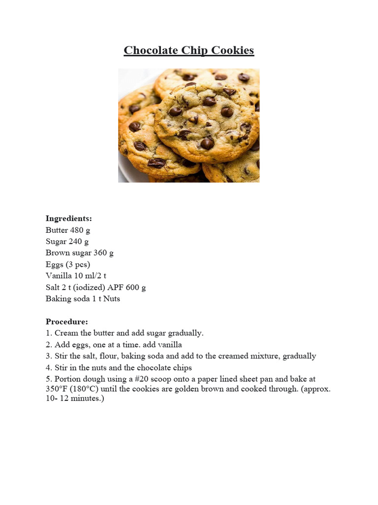 Chocolate Chip Cookies | PDF