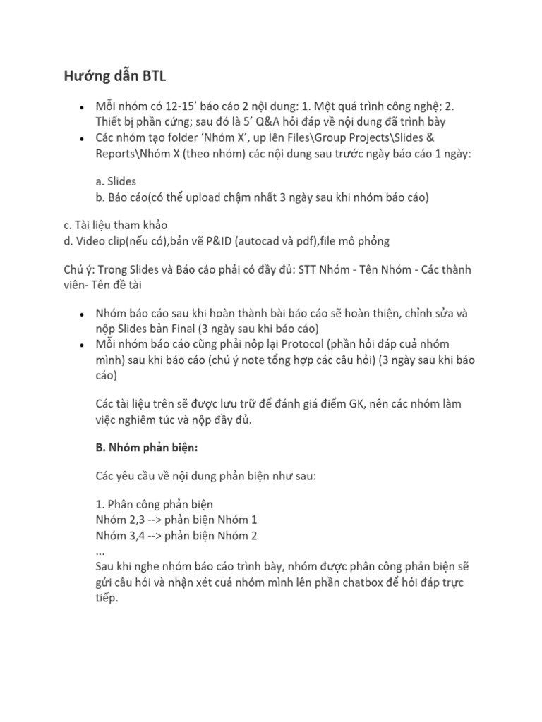 Hướng dẫn BTL | PDF